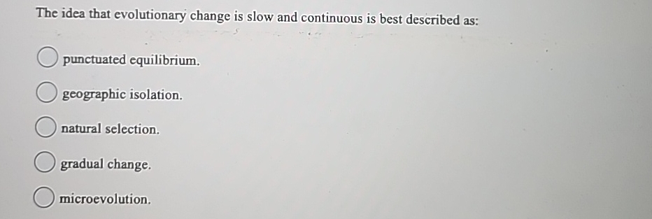 Solved The idea that evolutionary change is slow and | Chegg.com