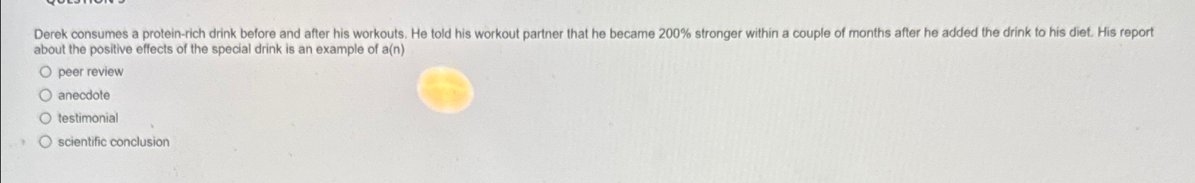 Solved Derek consumes a protein-rich drink before and after | Chegg.com