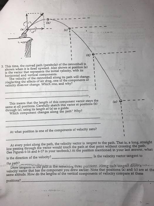 Solved (a) (c) (d) 3. This time, the curved path (parabola) | Chegg.com