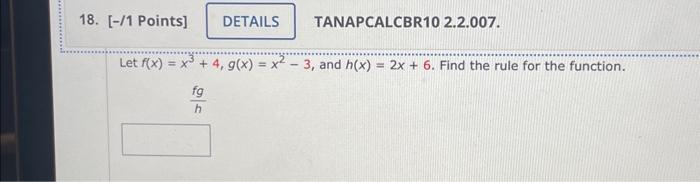 Solved Let f(x)=x3+4,g(x)=x2−3, and h(x)=2x+6. Find the rule | Chegg.com