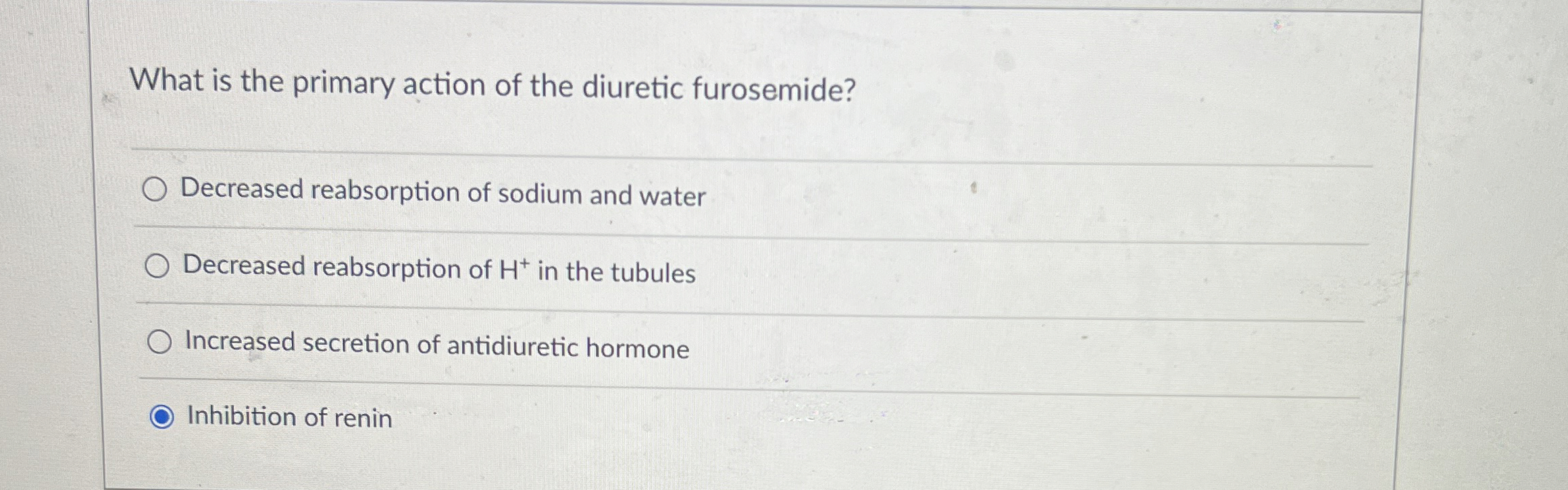 Solved What is the primary action of the diuretic | Chegg.com