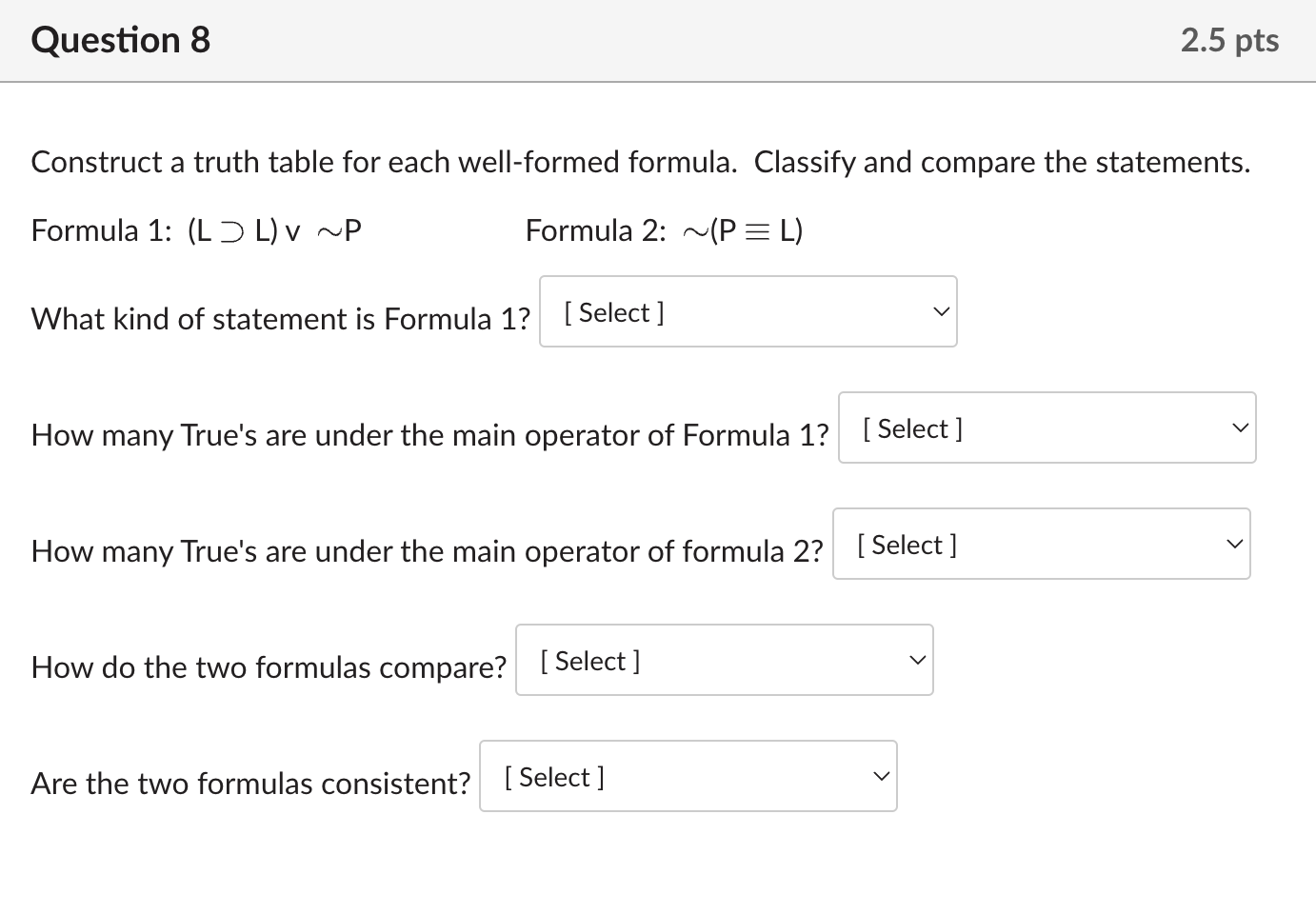 Question 8Construct a truth table for each | Chegg.com