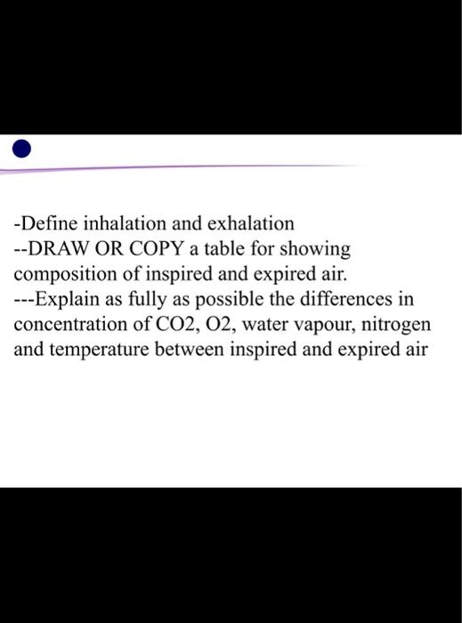 Solved -Define inhalation and exhalation --DRAW OR COPY a | Chegg.com