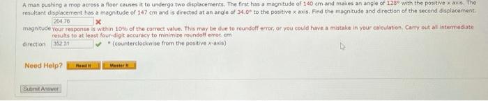 Solved A man pushing a mop across a floor causes it to | Chegg.com