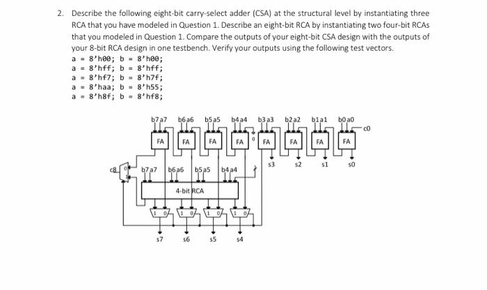 Solved 2. Describe the following eight-bit carry-select | Chegg.com