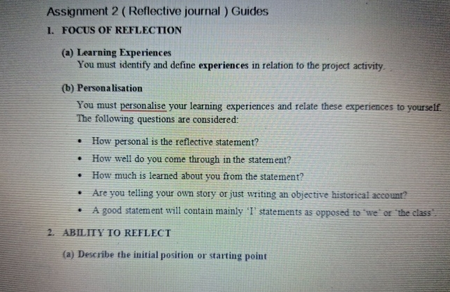 Solved Assignment 2 ( ﻿Reflective journal ) ﻿GuidesTitle | Chegg.com