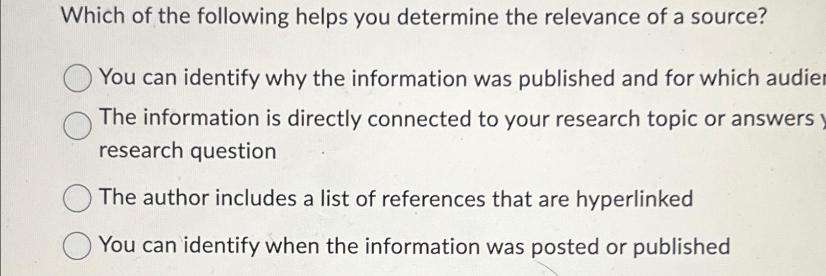 Solved Which of the following helps you determine the | Chegg.com