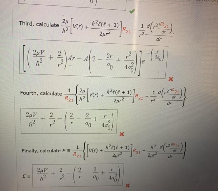 Solved Show That The Radial Wave Function R21 1