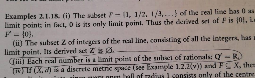 Solved Examples 2.1.18. (i) ﻿The subset F={1,12,13,dots} ﻿of | Chegg.com