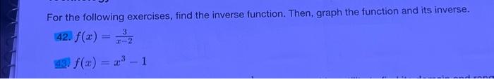 Solved For The Following Exercises Find The Inverse 