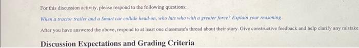Solved For this discussion activity, please respond to the | Chegg.com