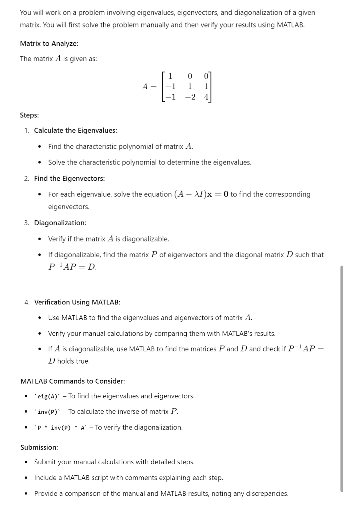 Solved You will work on a problem involving eigenvalues, | Chegg.com