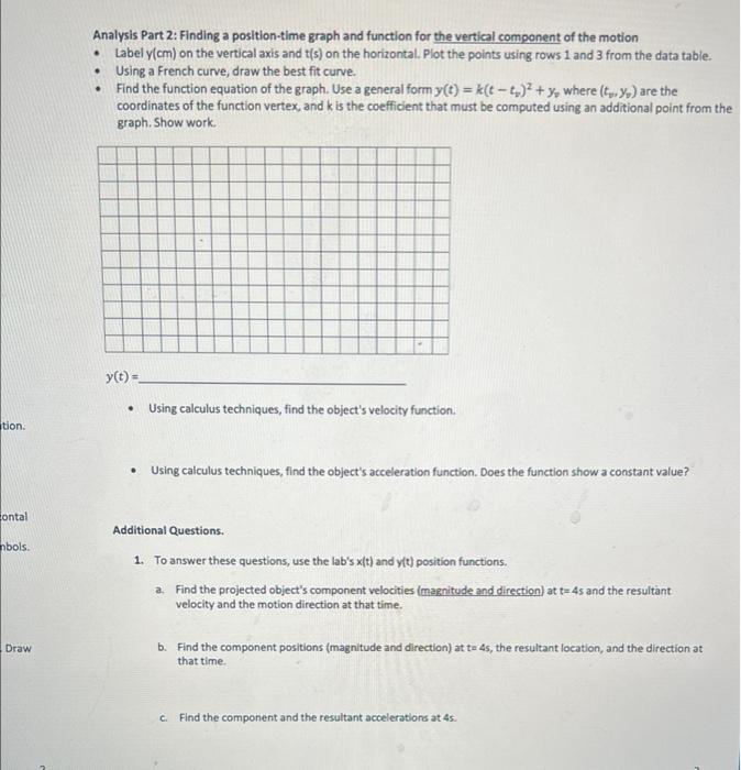 Solved Analysis Part 2: Finding a position-time graph and | Chegg.com