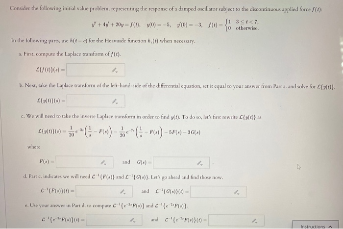 Solved Consider the following initial value problem, | Chegg.com