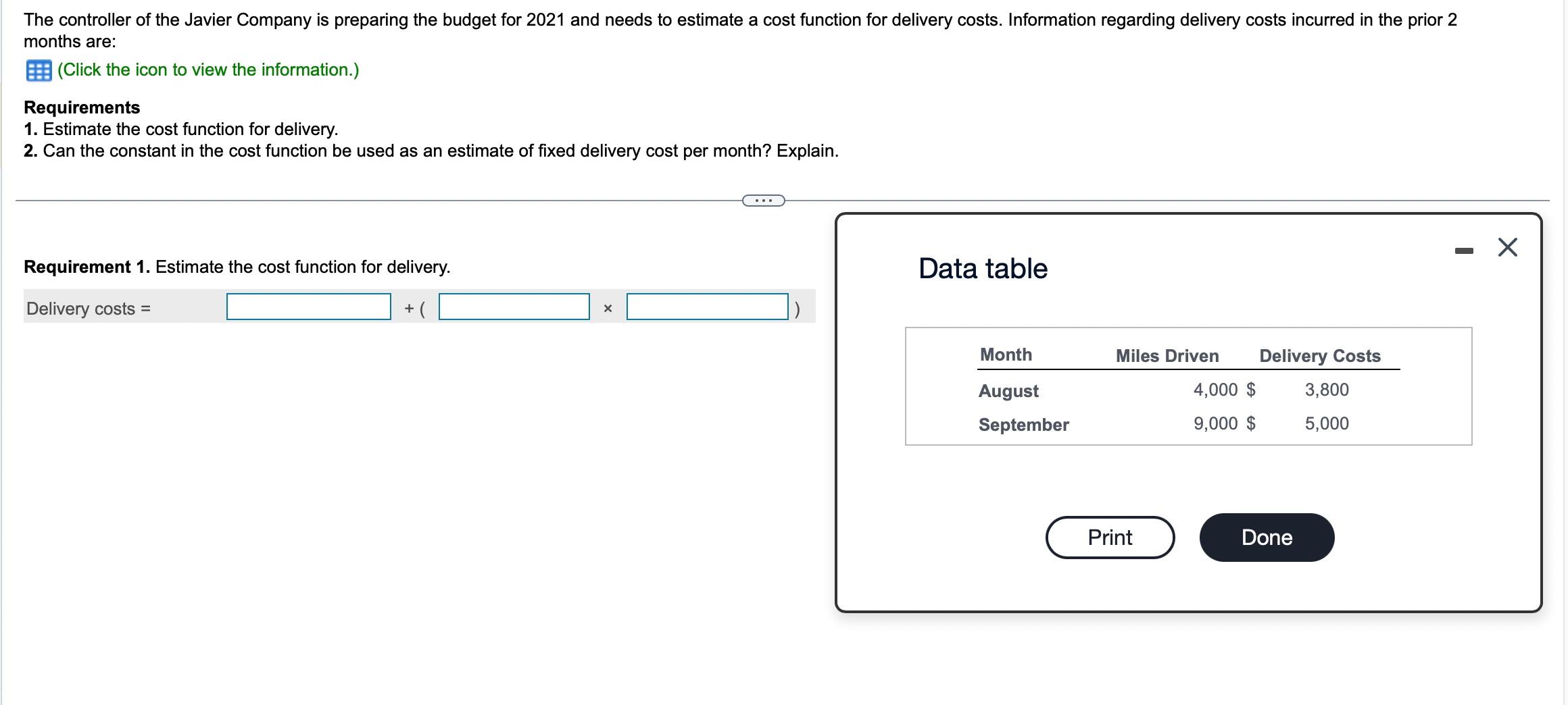 Solved months are:(Click the icon to view the | Chegg.com