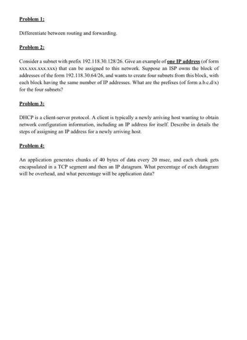 Solved Problem 1: Differentiate between routing and | Chegg.com