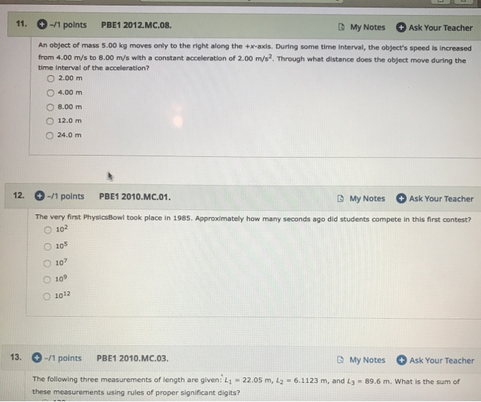 Solved +-/1 polnts 11. PBE1 2012.MC.08. DMy Notes Ask Your | Chegg.com Solved +-/1 polnts 11. PBE1 2012.MC.08. DMy Notes Ask Your | Chegg.com