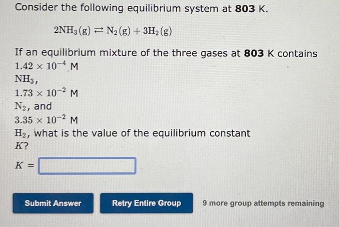 Solved Write the equilibrium constant expression, K, for the | Chegg.com