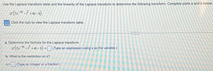 Solved Use The Laplace Transform Table And The Linearity Of 0145