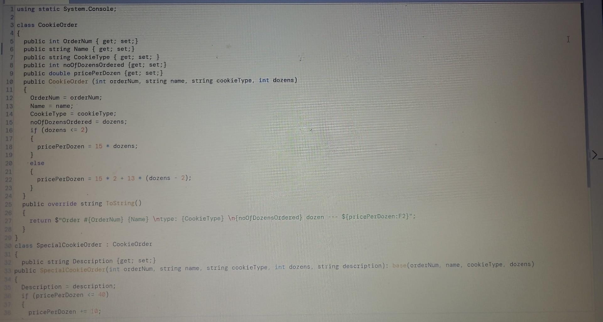 Solved SpecialCookieOrder class inherits from CookieOrder | Chegg.com