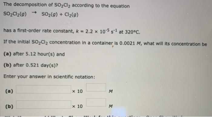 Solved The decomposition of S02Cl2 according to the equation | Chegg.com