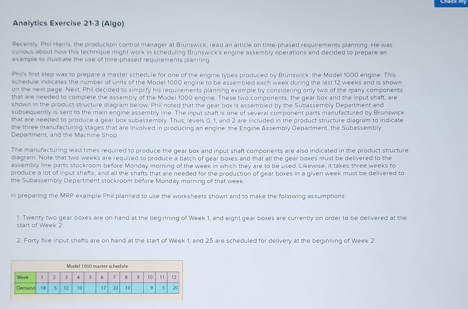 Analytics Exercise 21-3 (Algo) Recently. Phil Harris, | Chegg.com