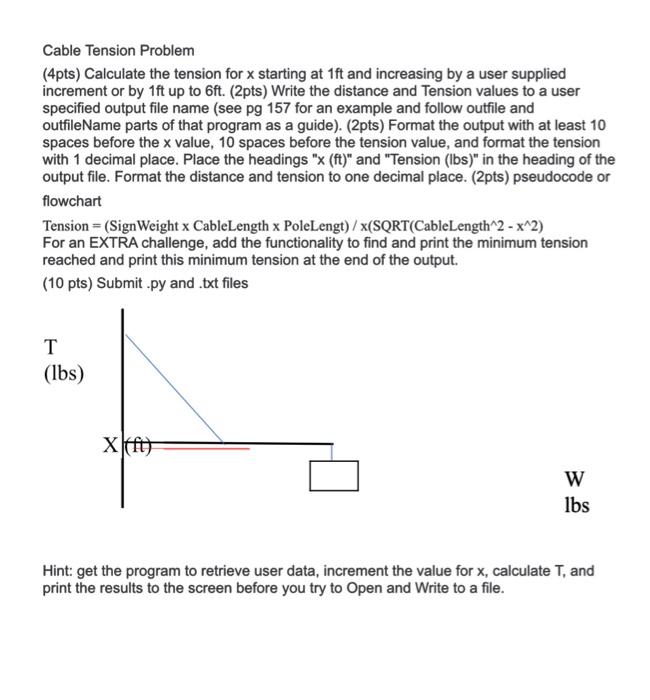 Solved Cable Tension Problem (4pts) Calculate the tension | Chegg.com