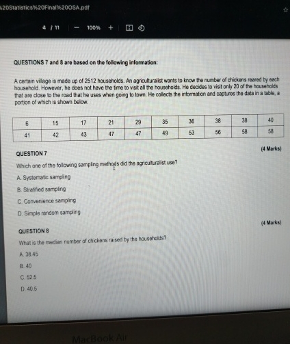 Solved 20Statistics%20Final%200SA.pdt4 /11100%QUESTIONS 7 | Chegg.com