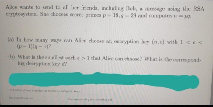 Solved Alice wants to send to all her friends, including | Chegg.com
