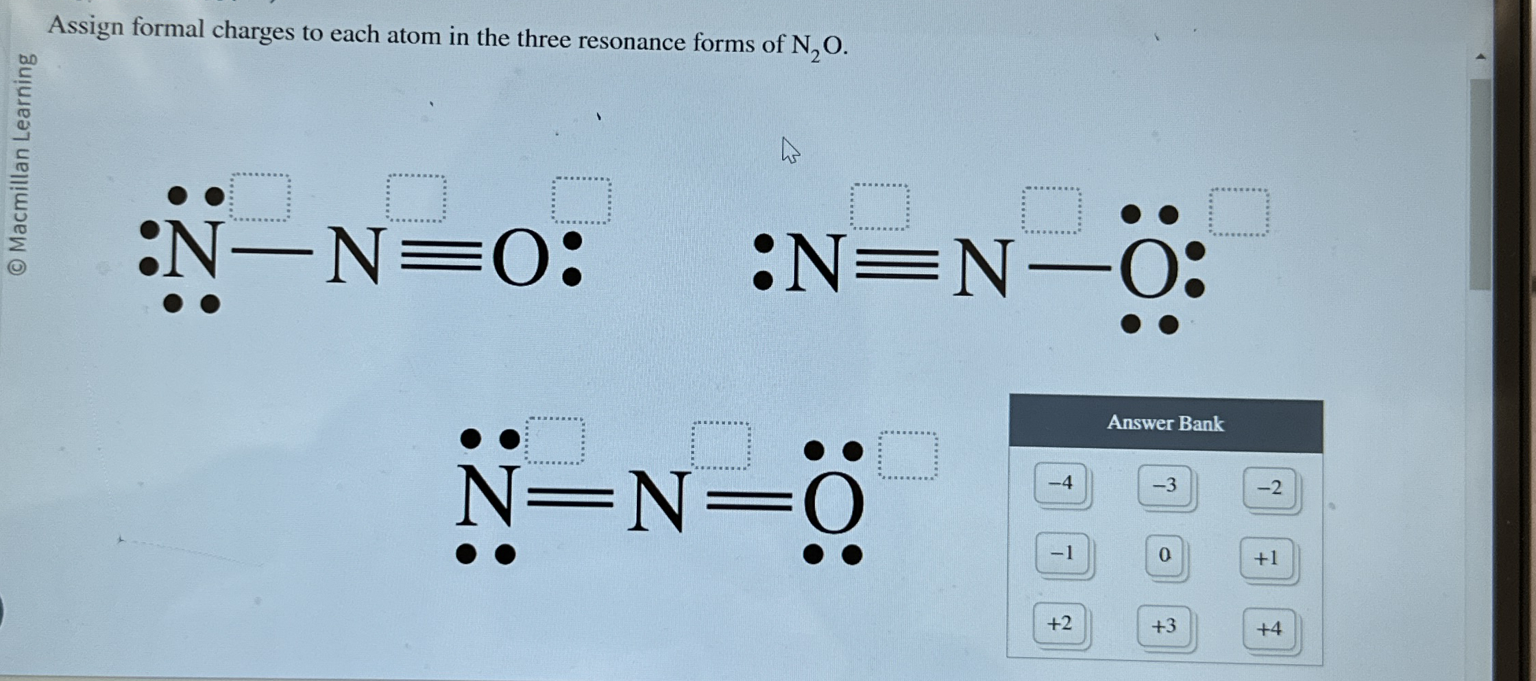 Solved Assign formal charges to each atom in the three | Chegg.com