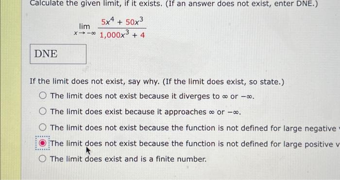 Solved Calculate the given limit, if it exists. (If an | Chegg.com