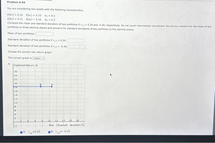 Solved r12=0.30 B: r1.2=−0.40Chapter 06: Assignment - An | Chegg.com