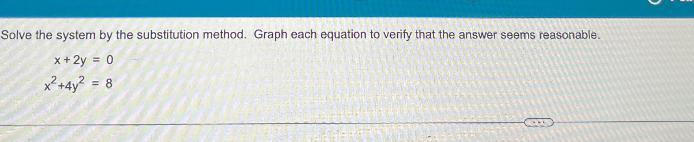 Solved Solve the system by the substitution method. Graph | Chegg.com