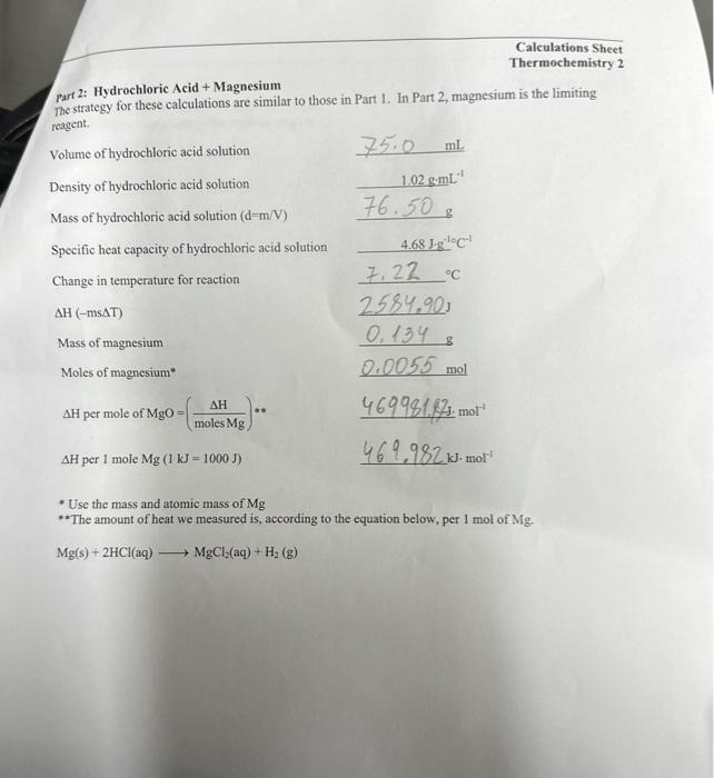 Solved Part 3: Hydrochloric Acid + Magnesium OxidePart 3: | Chegg.com
