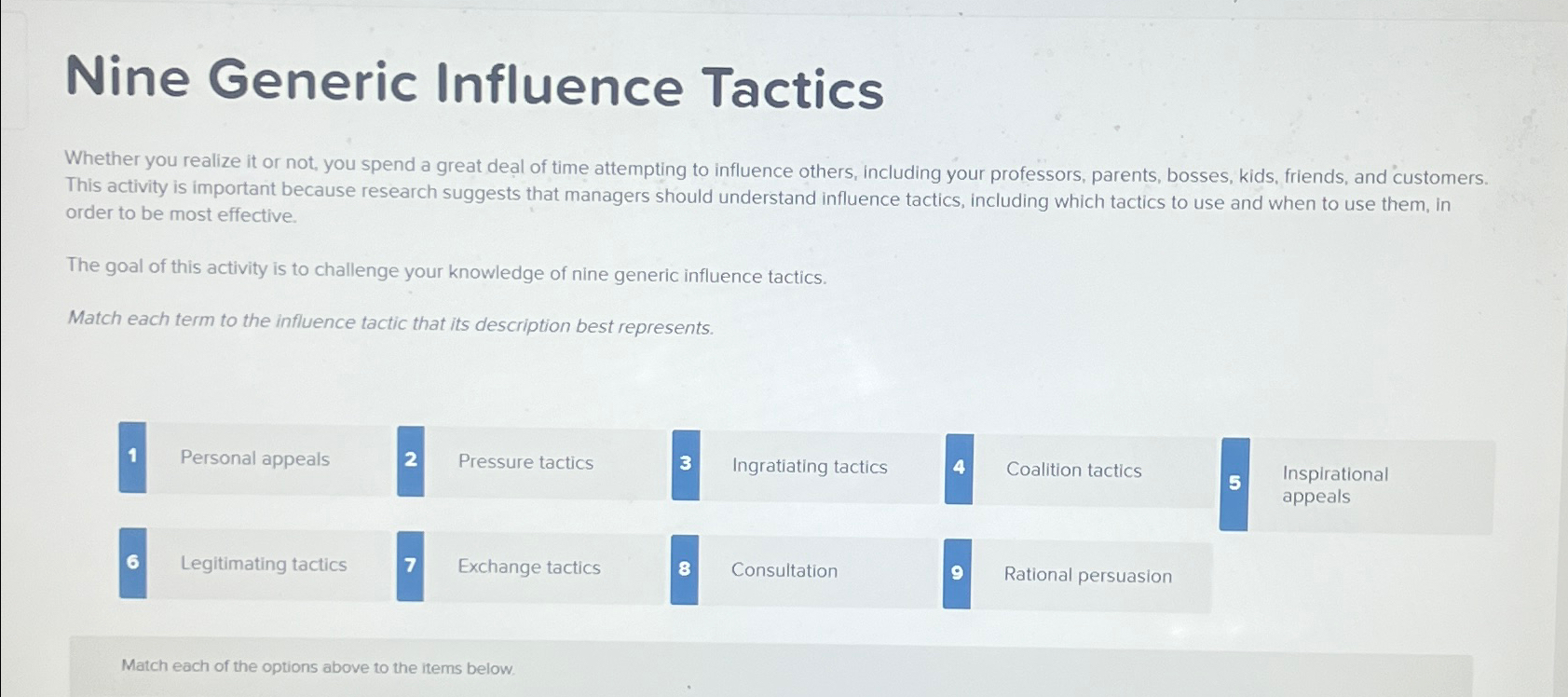 Solved Nine Generic Influence TacticsWhether you realize it | Chegg.com