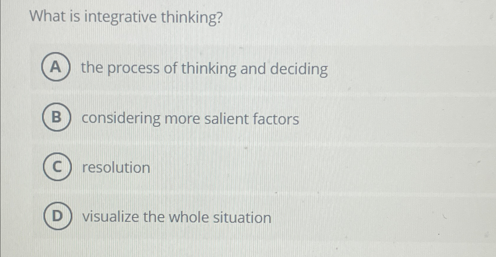 Solved What is integrative thinking?the process of thinking | Chegg.com