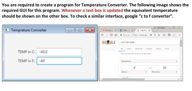 Solved You are required to create a program for Temperature | Chegg.com