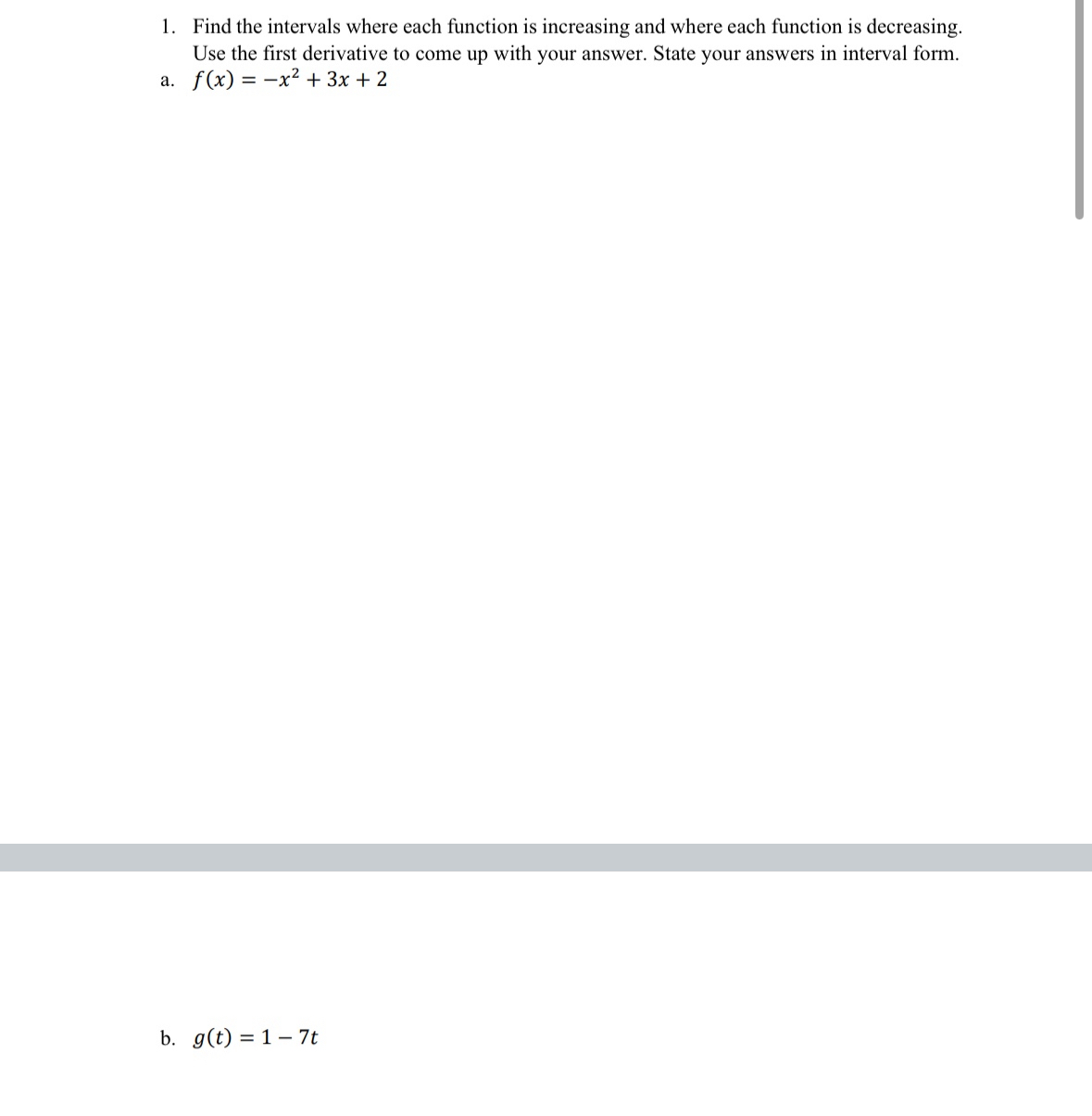 Solved Find the intervals where each function is increasing | Chegg.com