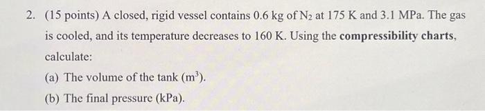 Solved 2. (15 points) A closed, rigid vessel contains 0.6 kg | Chegg.com