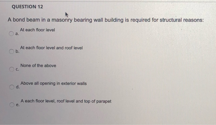 Solved QUESTION 11 A typical CMU has Five face shells One | Chegg.com
