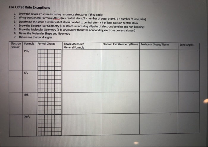 Solved For Octet Rule Exceptions 1. Draw the Lewis structure | Chegg.com