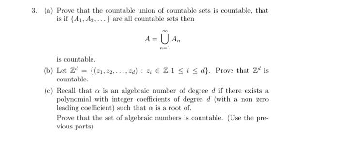 Solved (a) Prove that the countable union of countable sets | Chegg.com