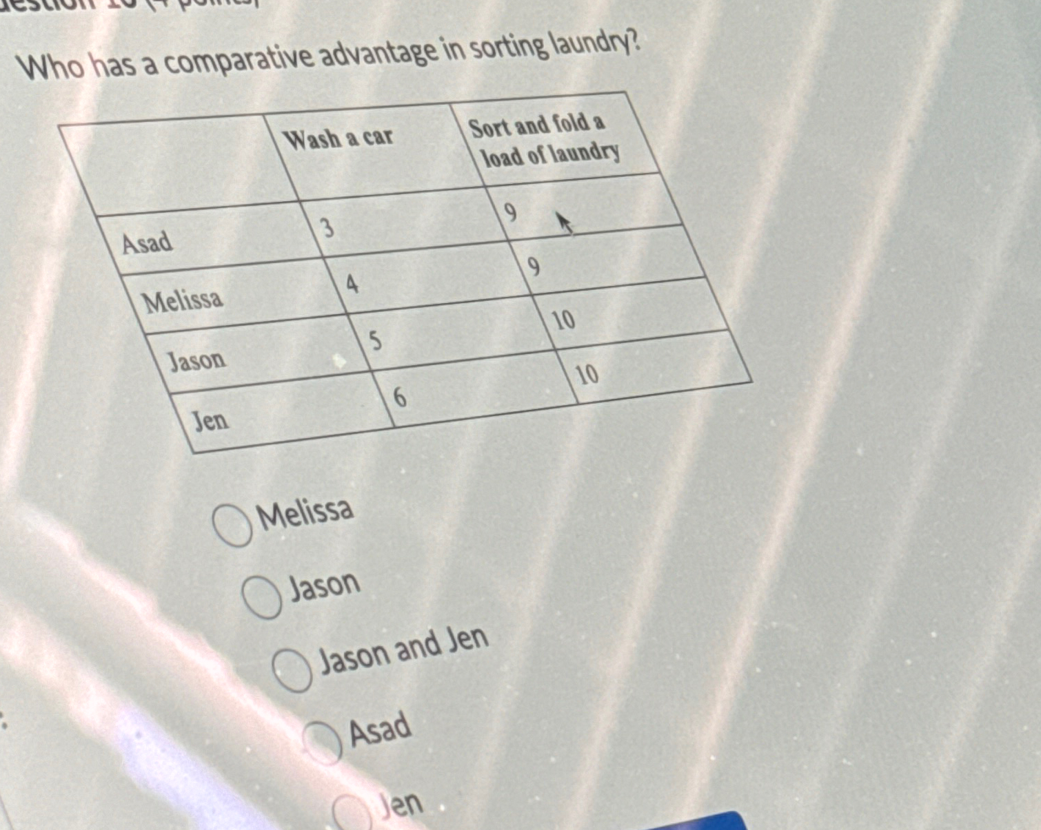 Solved Who has a comparative advantage in sorting | Chegg.com