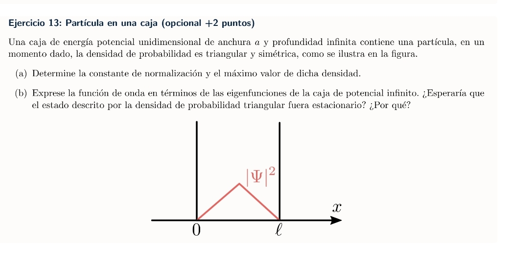Ejercicio 13: Partícula en una caja (opcional +2 | Chegg.com