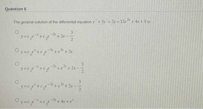 Solved general solution of the differential equation | Chegg.com