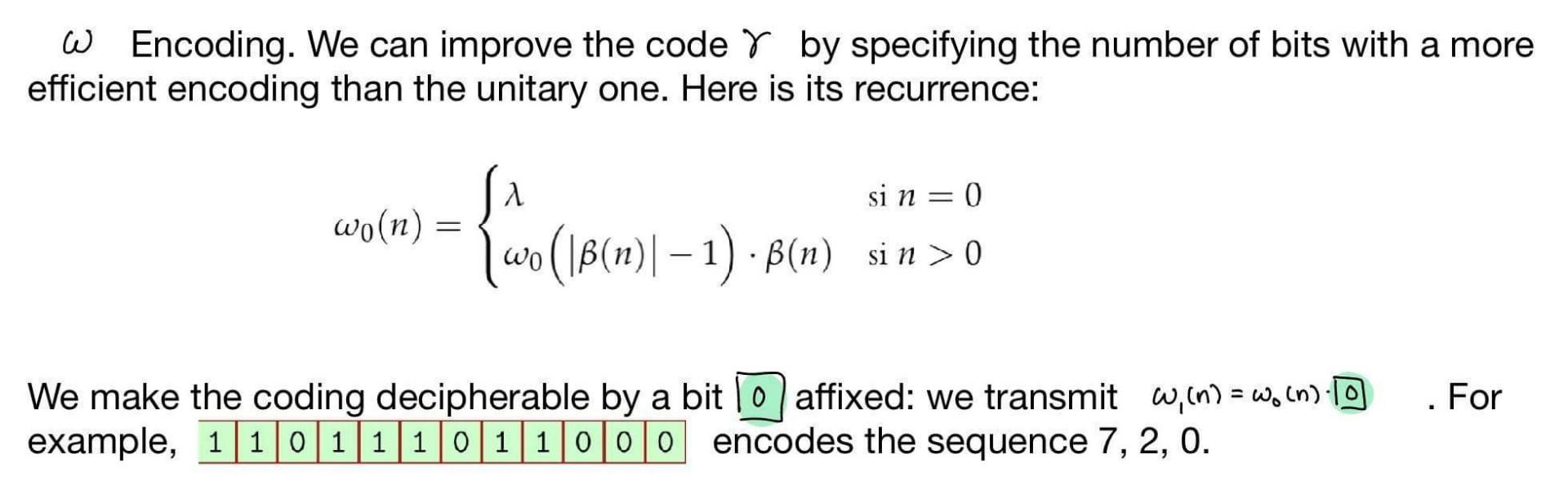 ω Encoding. We can improve the code γ by specifying | Chegg.com