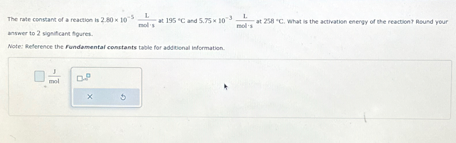 Solved The rate constant of a reaction is 2.80×10-5Lmol*s | Chegg.com