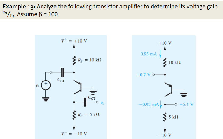 Solved Example 13: Analyze the following transistor | Chegg.com