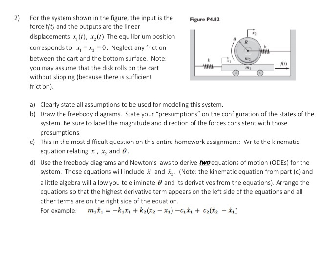 Solved 2) Figure P4.82 For the system shown in the figure, | Chegg.com