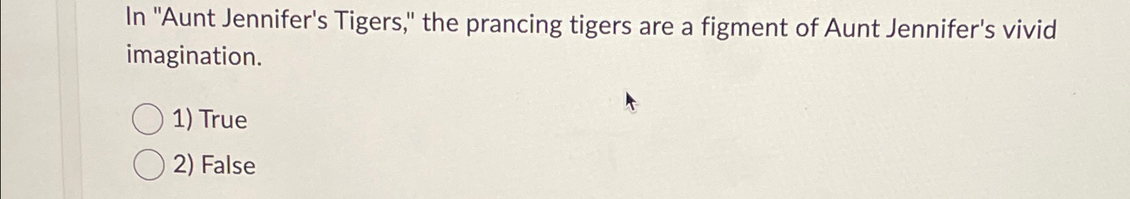 Solved In "Aunt Jennifer's Tigers," the prancing tigers are | Chegg.com